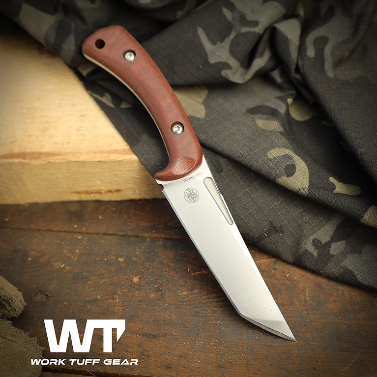 Work Tuff Gear Devilhorn, AEB-L Satin, Canvas Micarta Bushcraft Knife ...