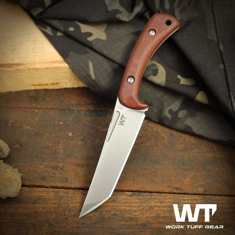Work Tuff Gear Devilhorn, AEB-L Satin, Canvas Micarta Bushcraft Knife ...
