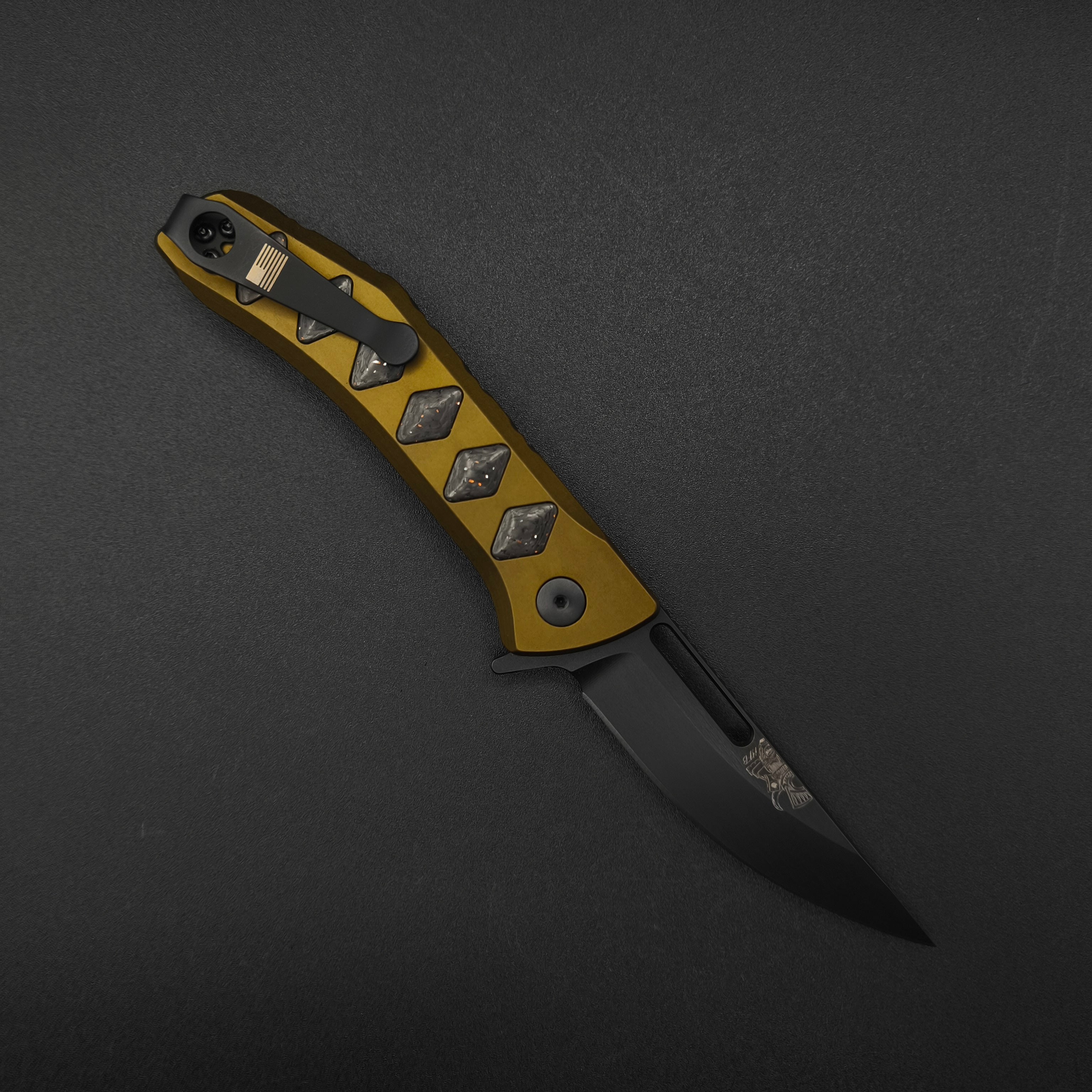 Half Face Blades Custom Kwaiken Folder Anodized OD Green EDC folder ...